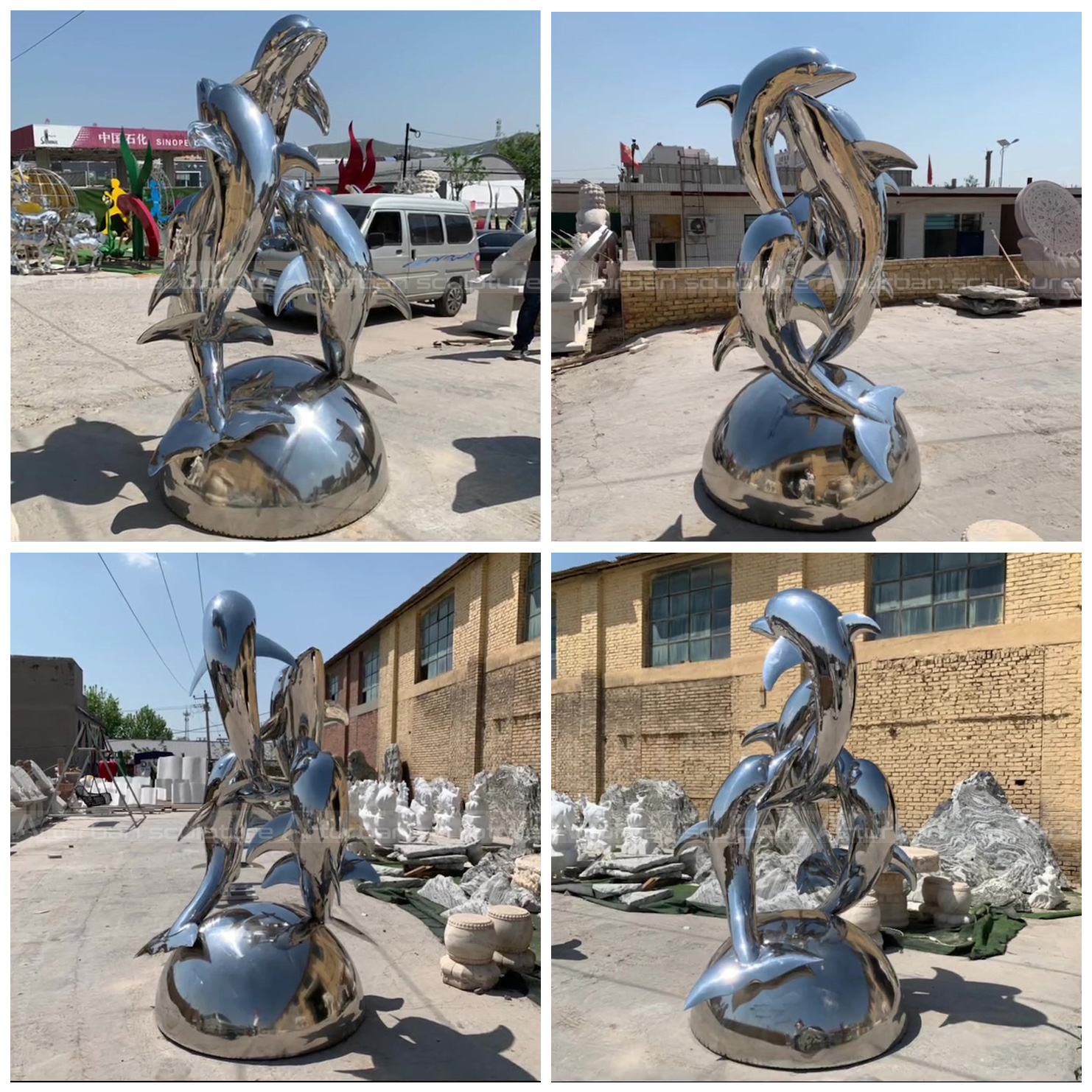 Dolphin Water Fountain Statues