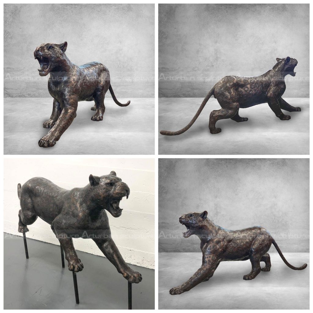 Leopard Bronze Sculpture