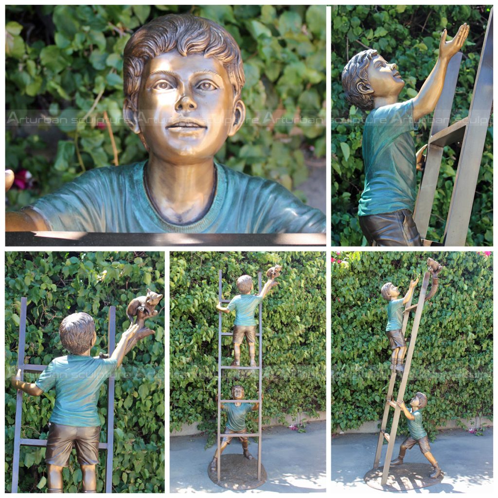 Boy Statue On Ladder Statue