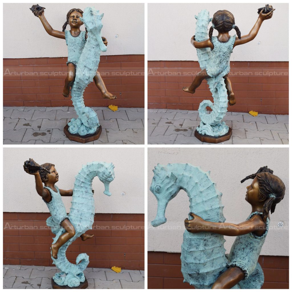 Girl On A Seahorse Fountain