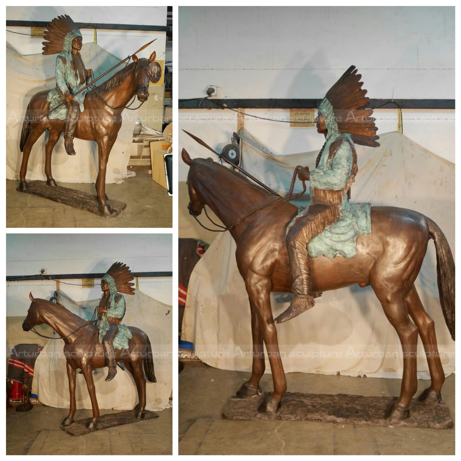 Indian Riding Horse Statue