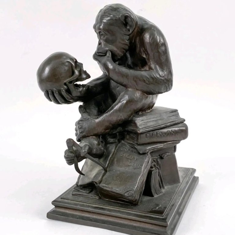 philosophizing monkey statue - Arturban Sculpture